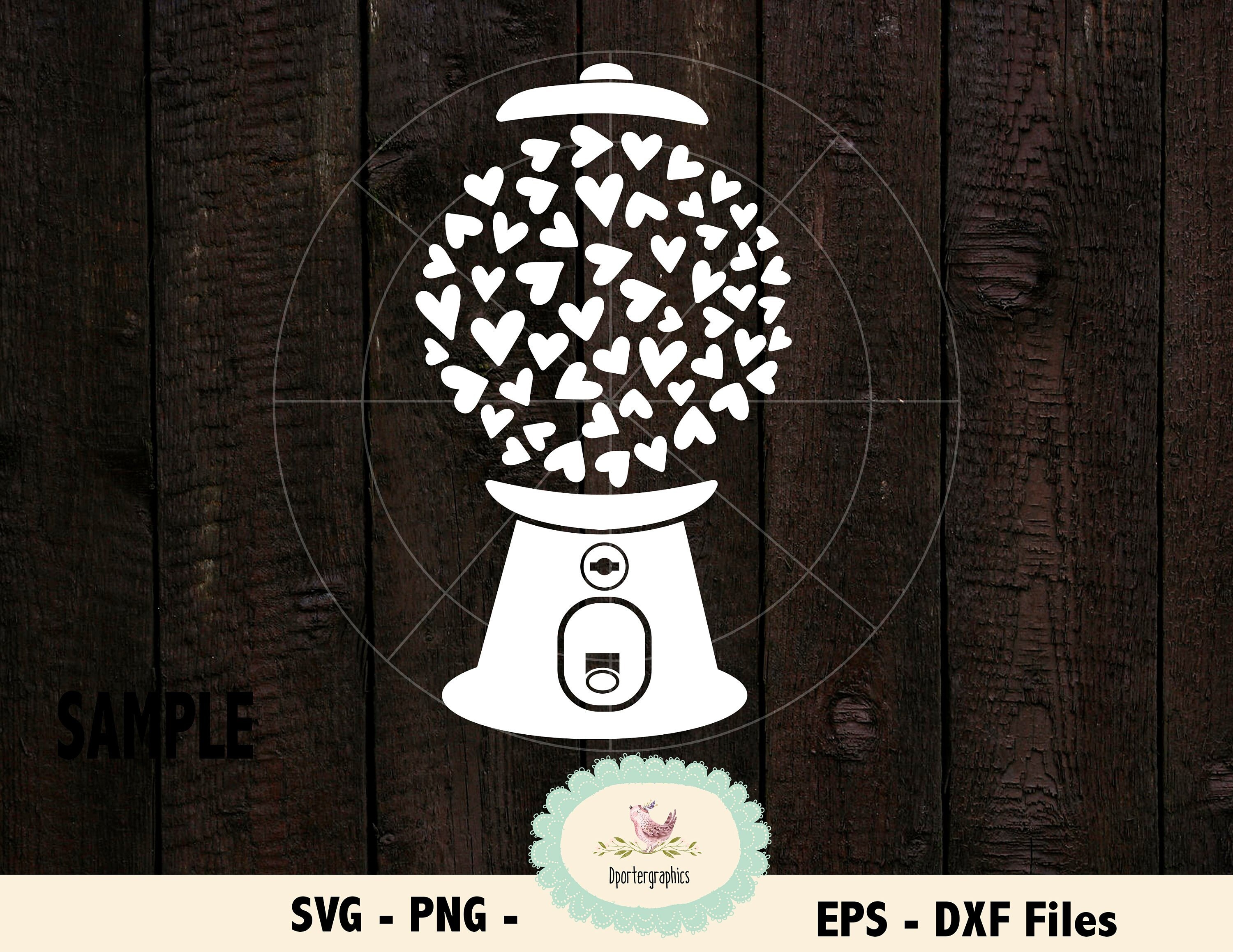 Heart love gumball machine SVG cameo cricut cut file heart | Etsy