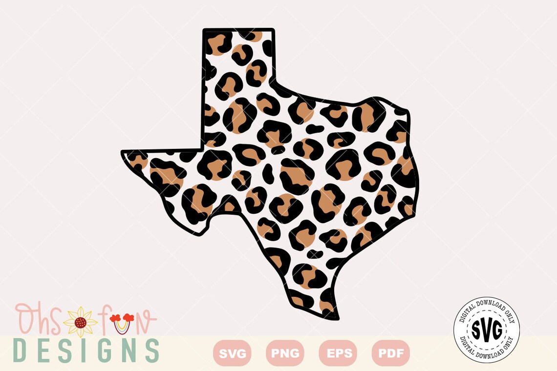 Texas Map Leopard Print Svg | DIGITAL DOWNLOAD ONLY | Animal Print ...
