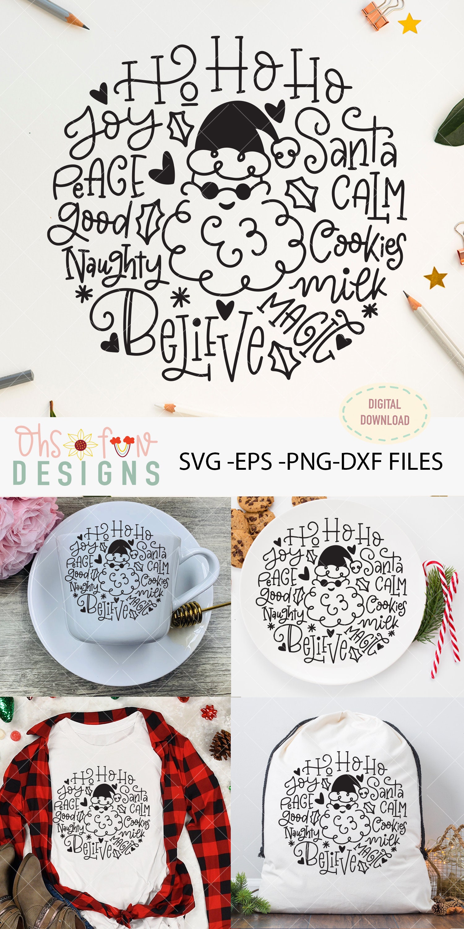 Santa Claus Typography Svg File DIGITAL DOWNLOAD ONLY - Etsy