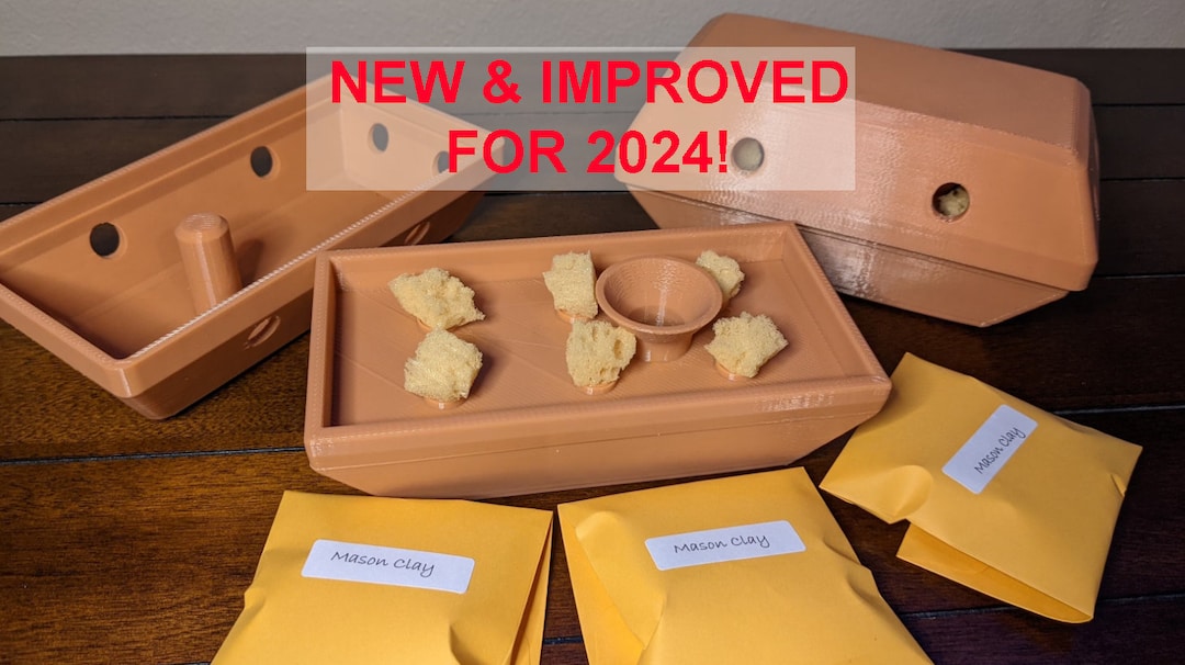 IMPROVED DESIGN! Mason Bee Mud Box - Clay Station - Solitary Bee ...