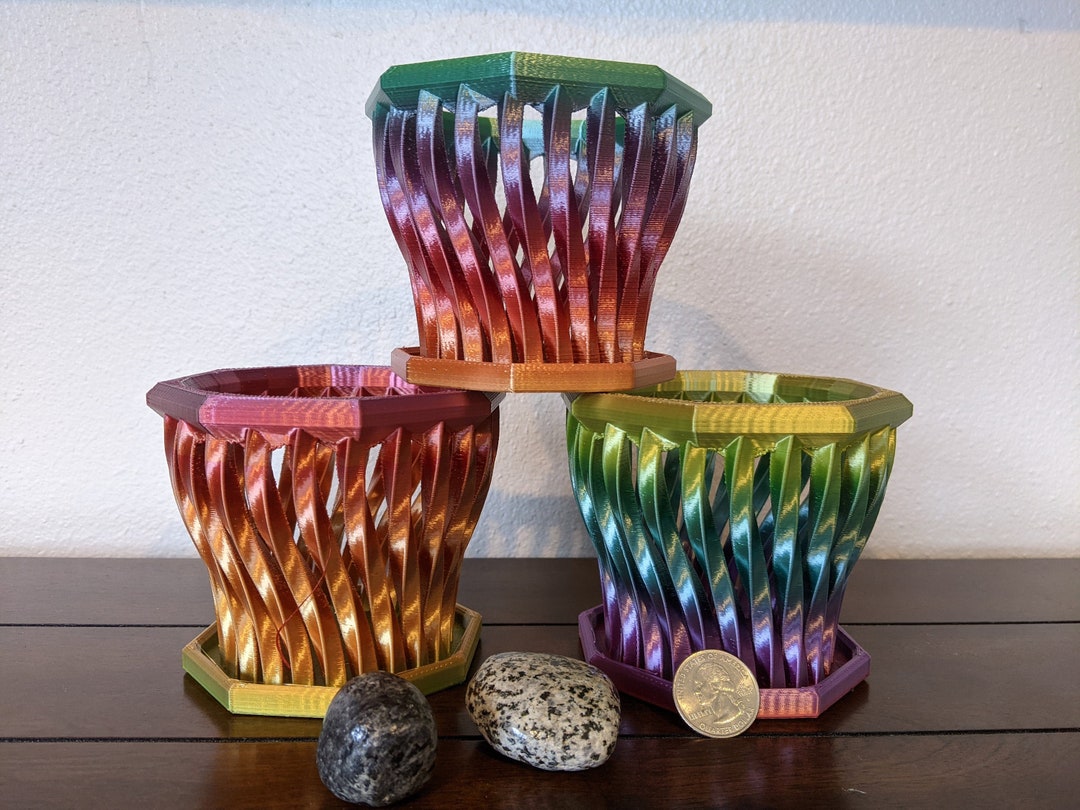 Mini (3.5'') Orchid Pot & Air Plant Pot - Twisted Carousel Design ...