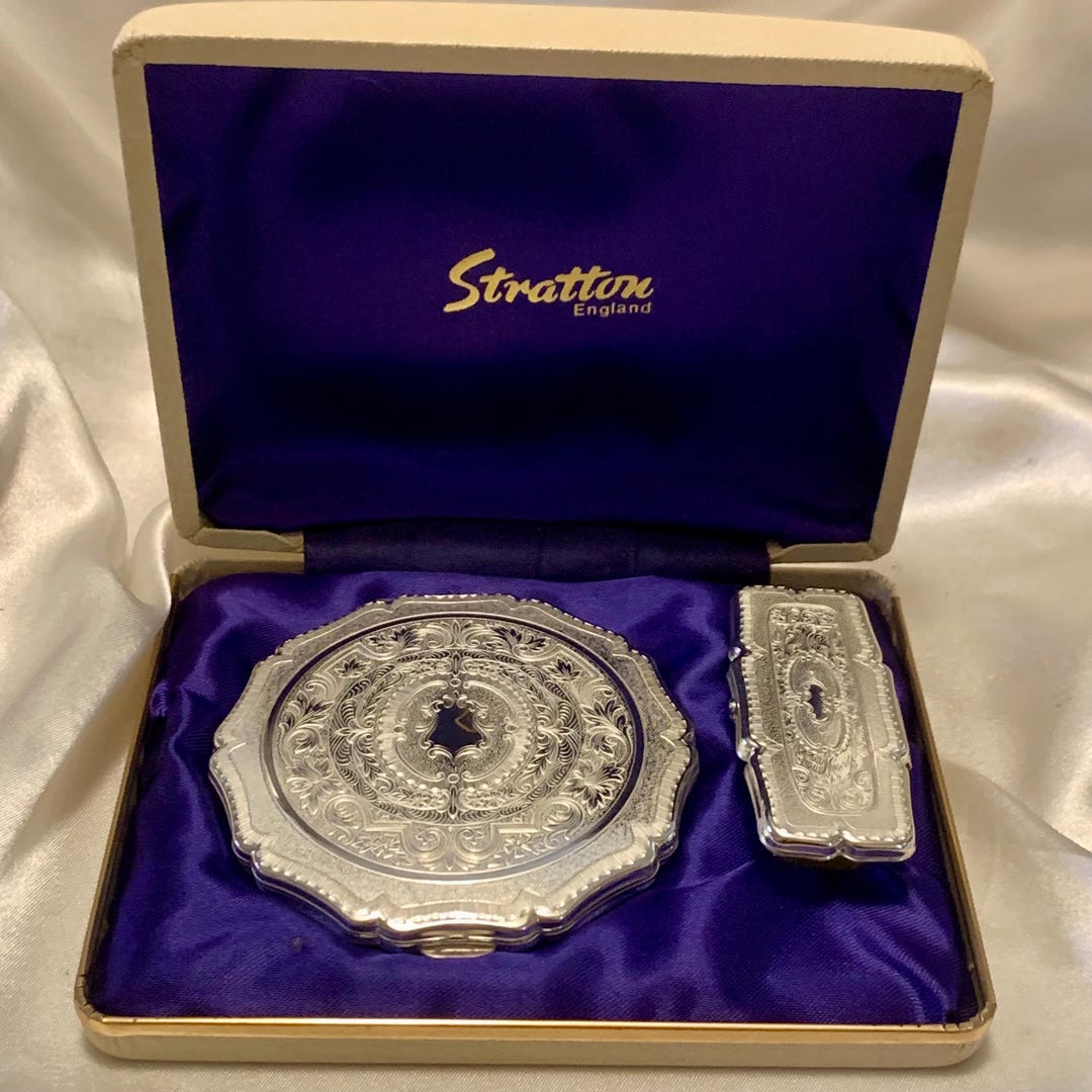 Vintage Stratton Compact Set Convertible Queen Compact and Lipview ...