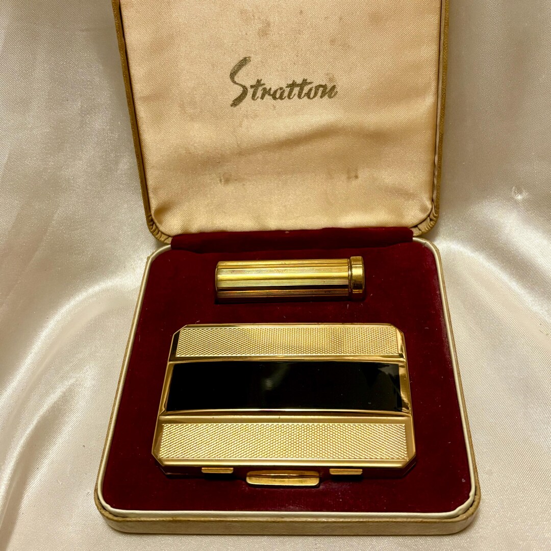 Stratton Star Compact Set. Unused Powder Compact and Lipstick Case ...