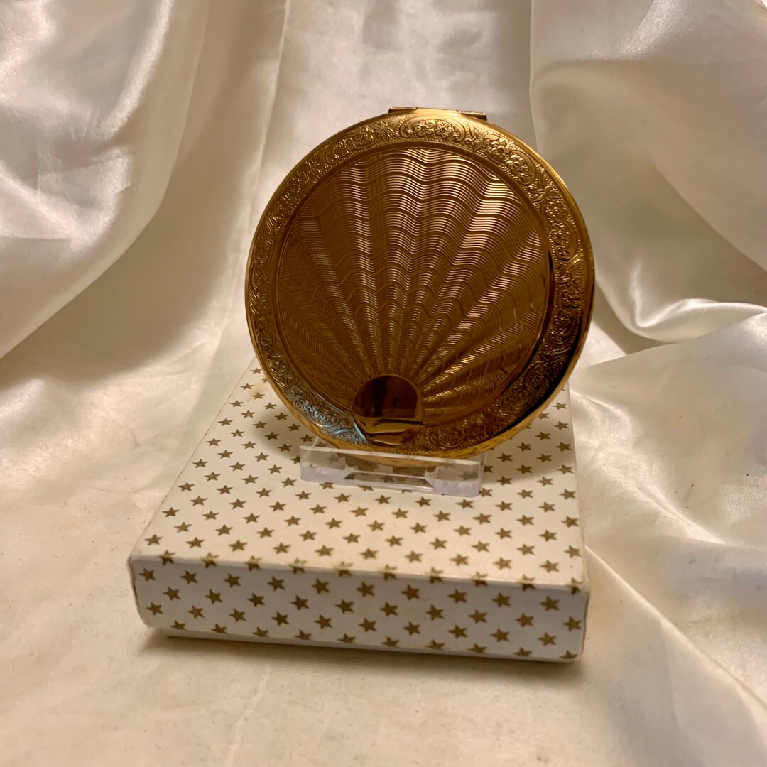 Vintage Zenette Gilt Powder Compact Art Deco Engine Turned - Etsy UK