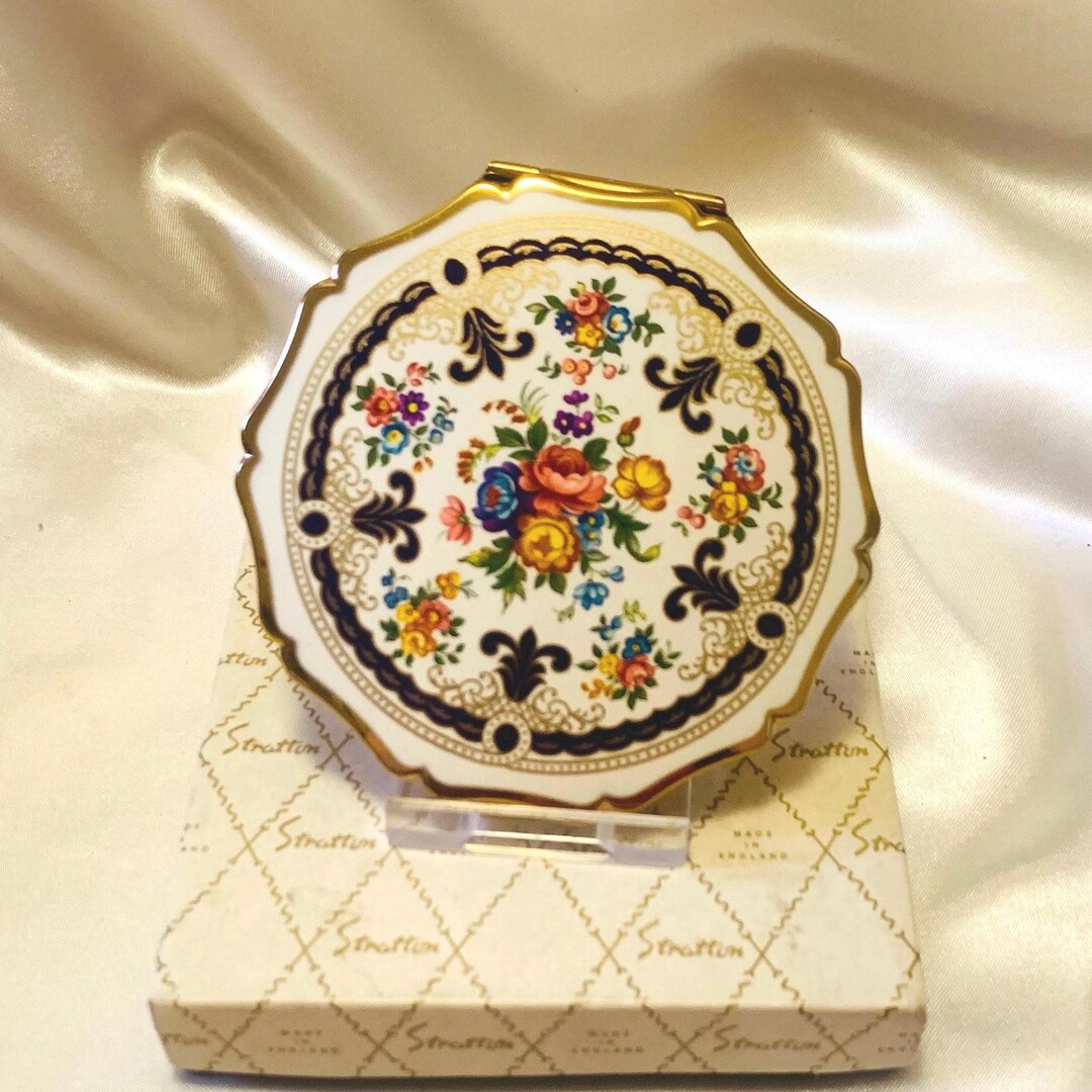 Vintage Stratton Queen Convertible Multi Colour Flower Design Compact ...