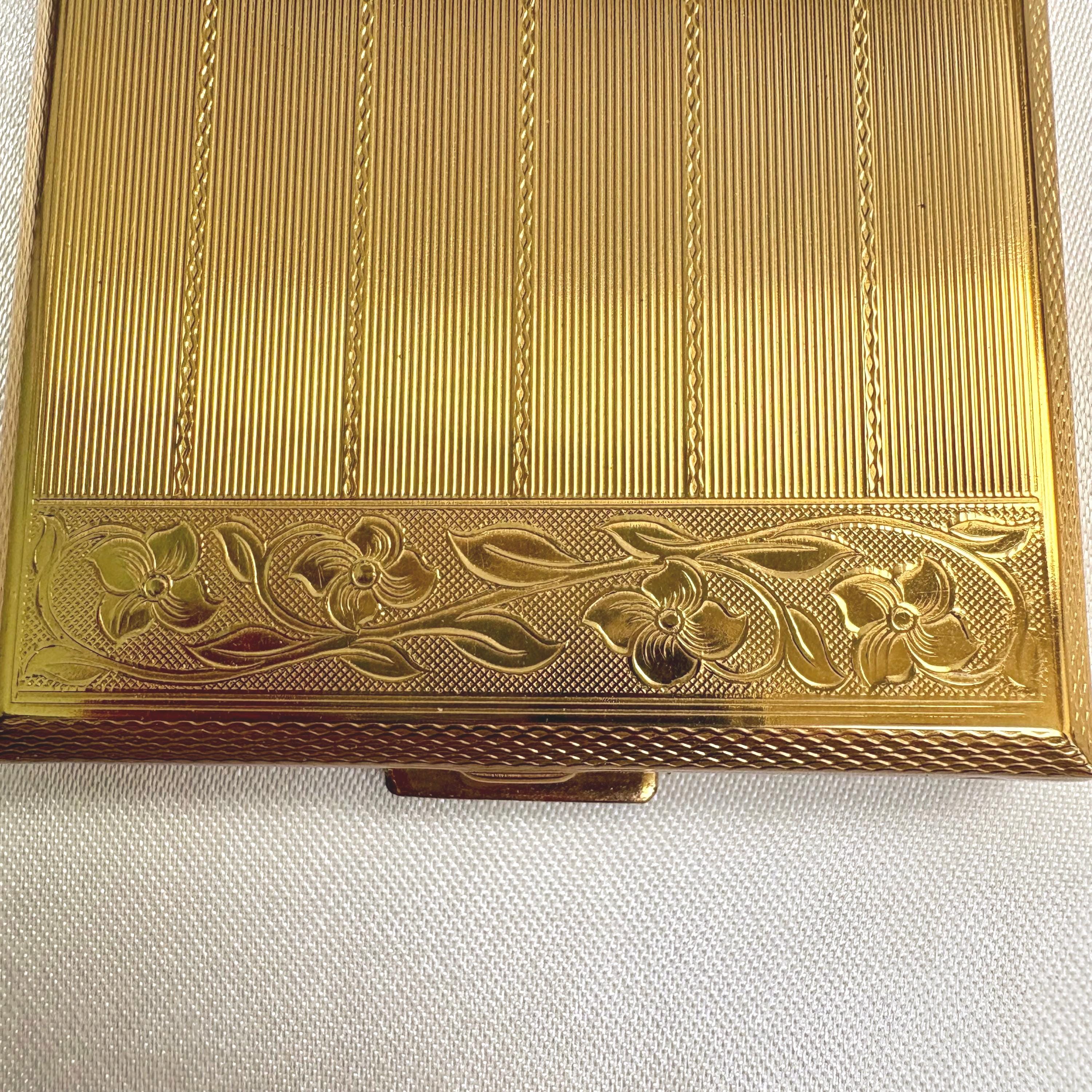 Vintage Kigu Compact, Gilt Art Deco Design. Rectangular Loose Powder ...