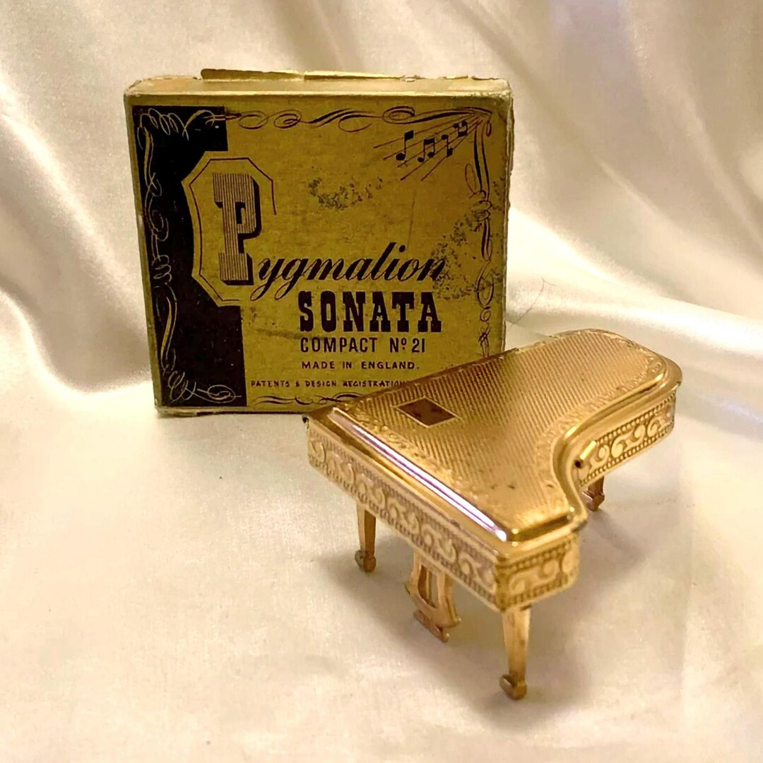 Vintage Pygmalion Sonata Piano Shaped Loose Powder Compact in Box With ...
