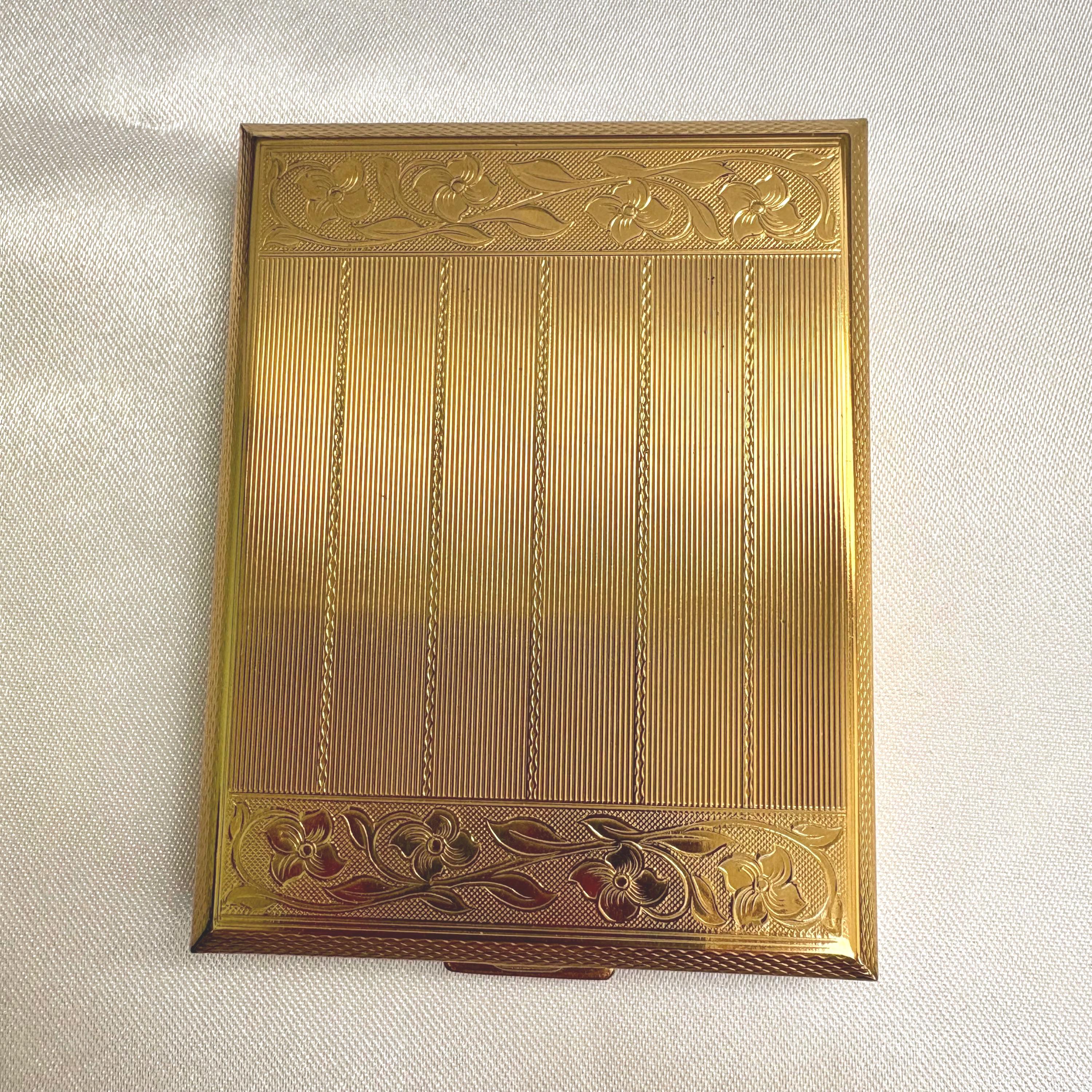 Vintage Kigu Compact, Gilt Art Deco Design. Rectangular Loose Powder ...