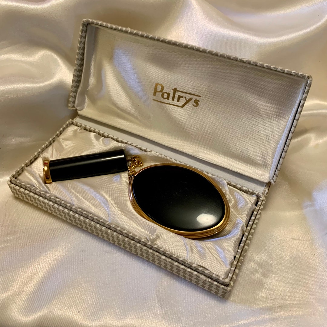 Vintage Patrys Lipstick Mirror. Black Enamel French Lipstick Case and ...