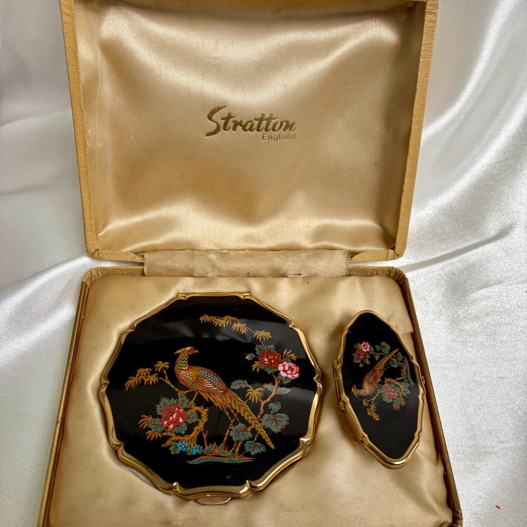 Vintage Stratton Compact Set Convertible Queen Compact and Lipview ...