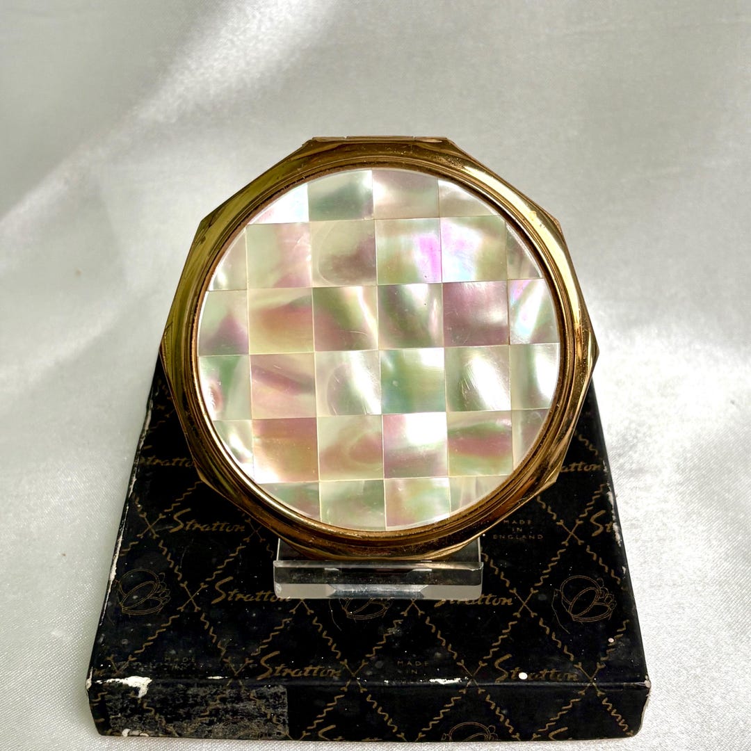 Vintage Stratton Mother of Pearl Compact. Unsed 10 Sided Convertible ...