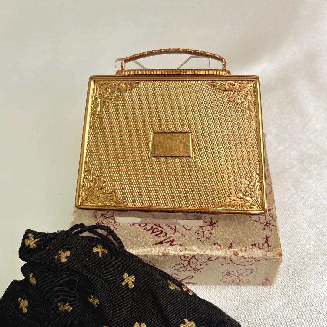 Vintage Mascot Suitcase Musical Powder Compact, Thorens Swiss Movement ...