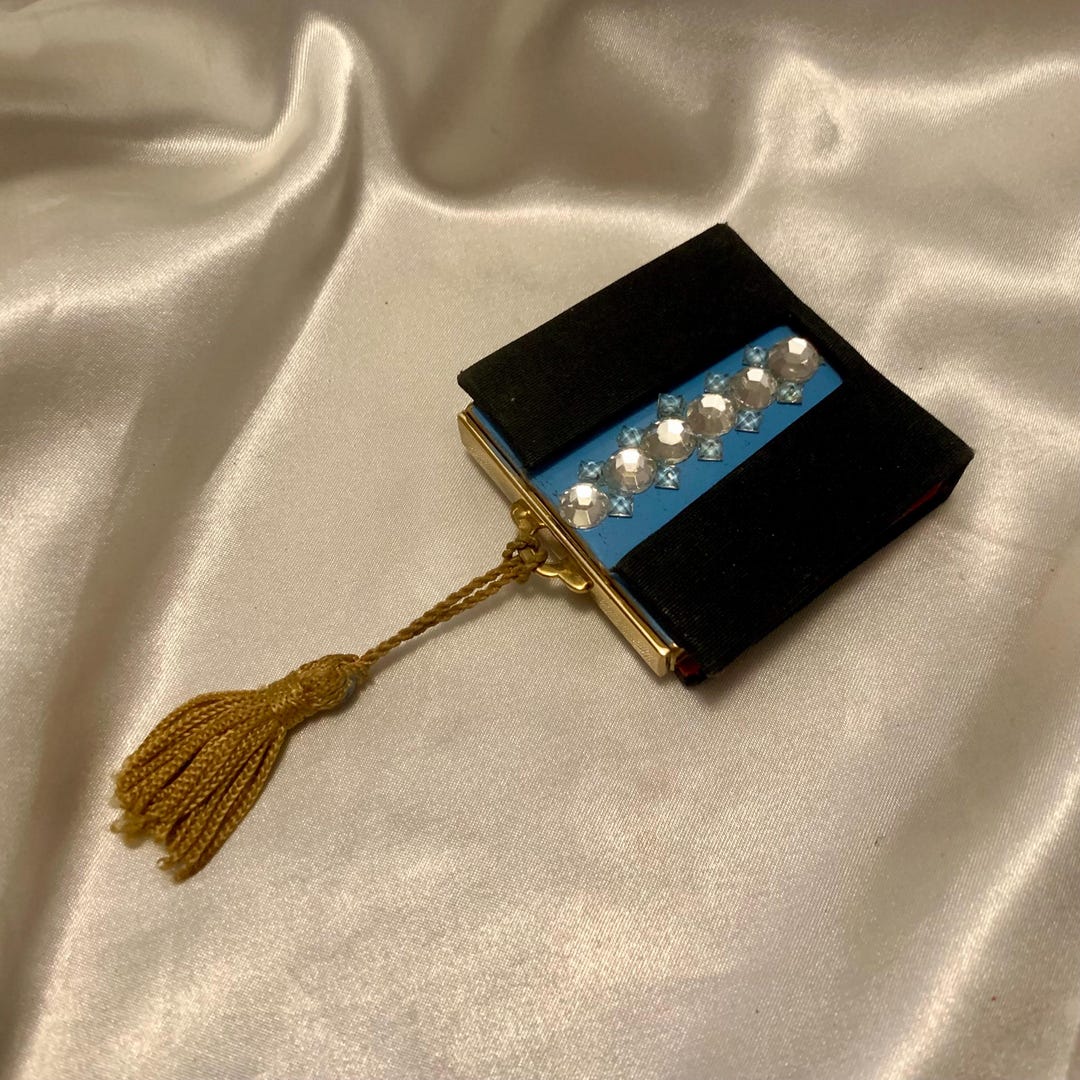 Vintage Kotler and Kopit Rhinestone Compact in Silk Case. Unused With ...