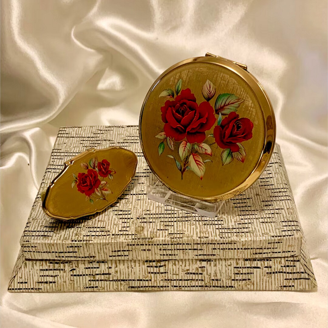Stratton Red Rose Compact Set. Convertible Compact and Lipview Lipstick ...