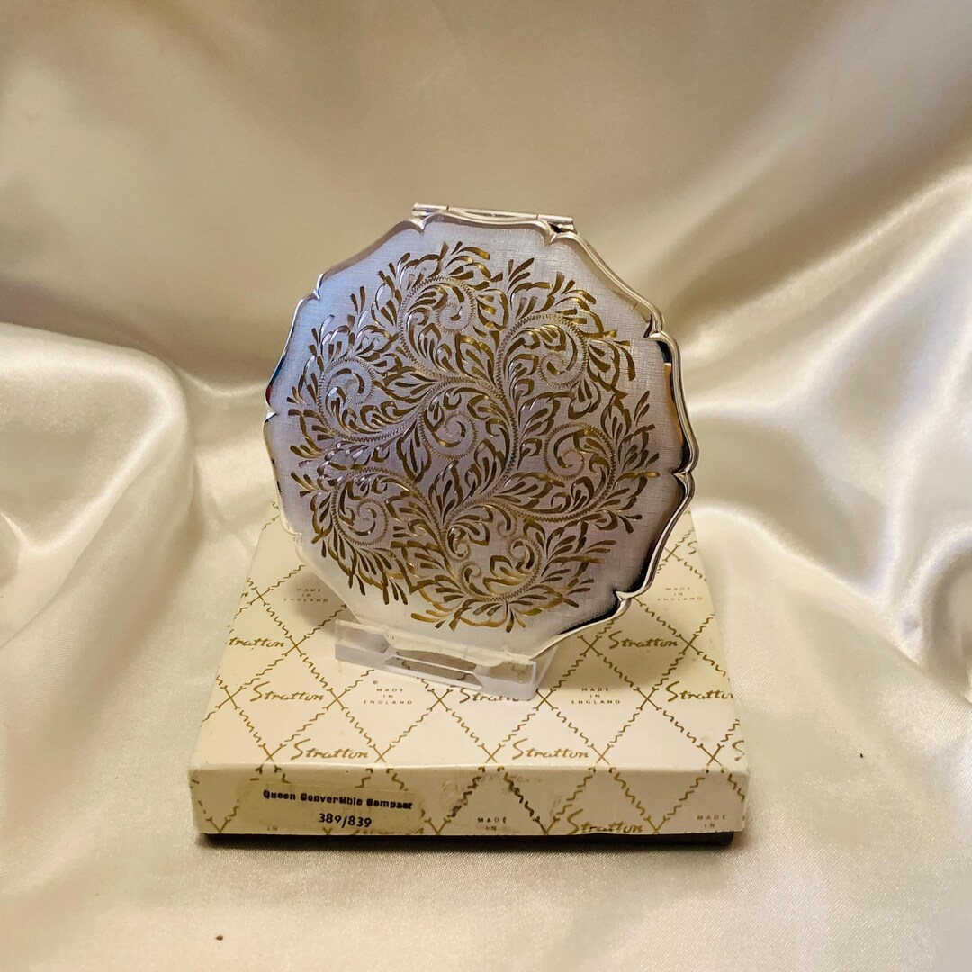 Vintage Stratton Mirror Compact. Convertible Queen Compact . Silver and ...