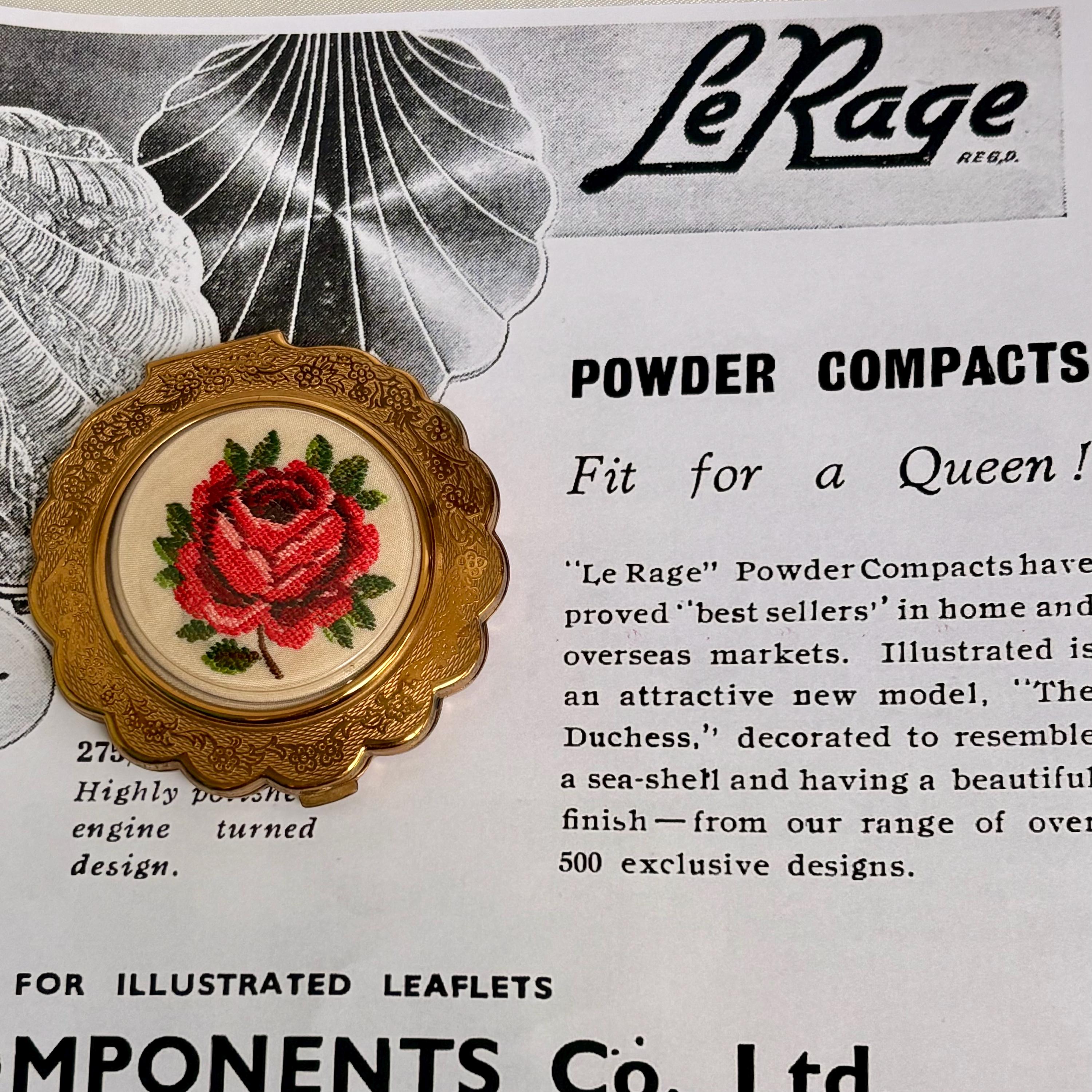 Le Rage Clamshell Compact. Petite Point Rose Design. Duchess Loose ...