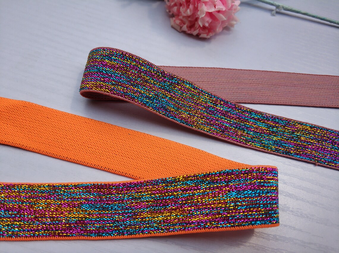 1inch 23mm Wide Glitter Elastic Band , Elastic Ribbon,sewing Elastic ...