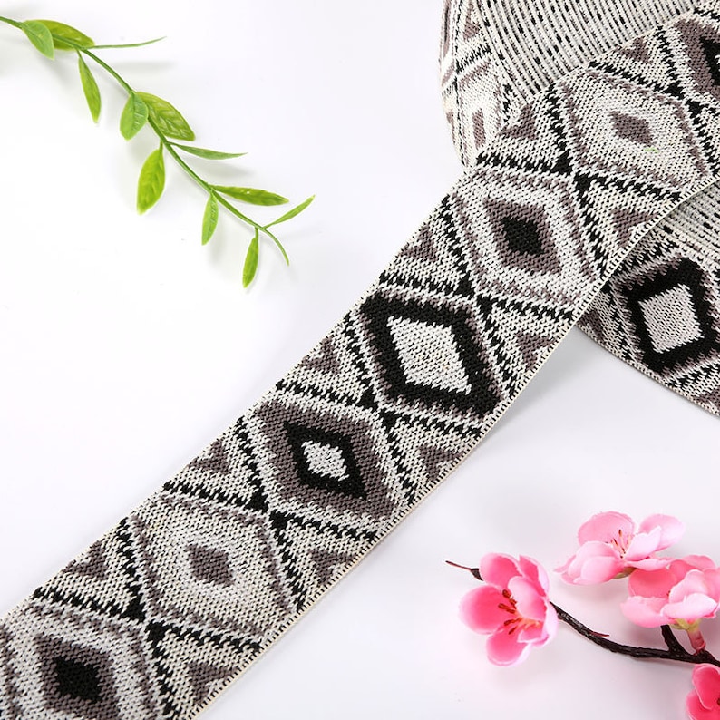 2inch 50mm Wide Geometric Elastic， Elastic Band, Elastic Trim ...