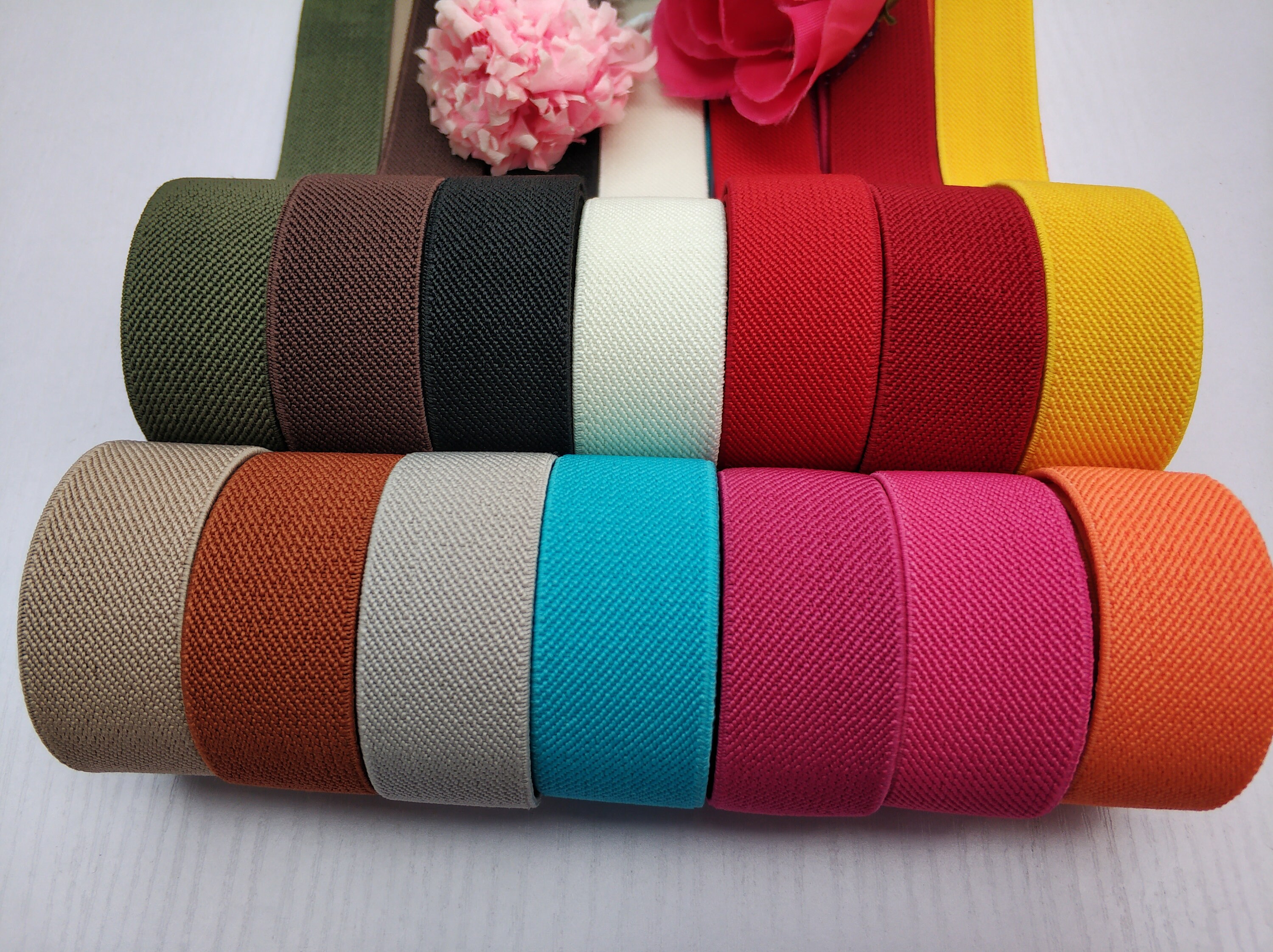 1inch 25mm Wide Colored Double-side Twill Elastic Band, Elastic Trim ...