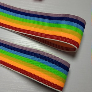 1-2 Inch 25-50mm Colored Striped Elastic, Rainbow Color Elastic ...