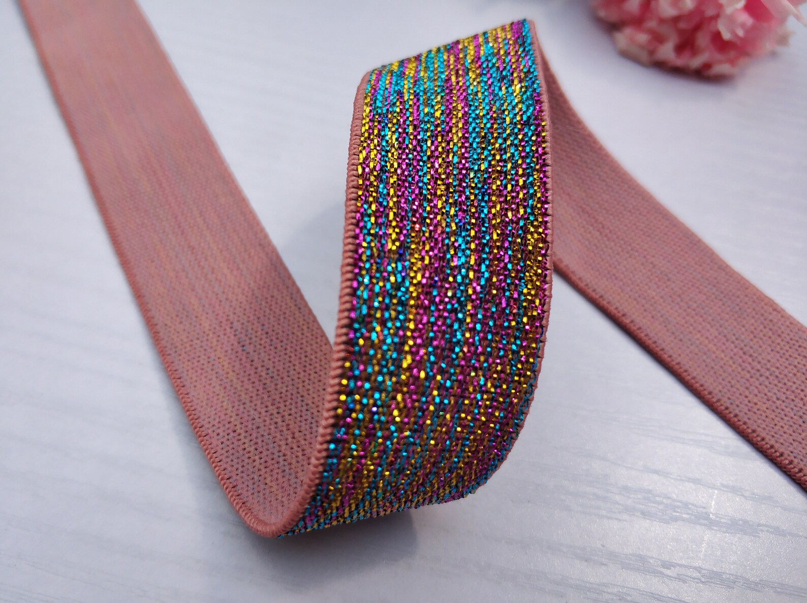 1inch 23mm Wide Glitter Elastic Band , Elastic Ribbon,sewing Elastic ...