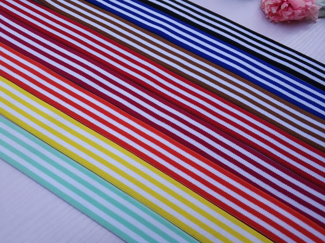 1inch 25mm Wide Colored Striped Elastic Band, Elastic Trim, Elastic ...