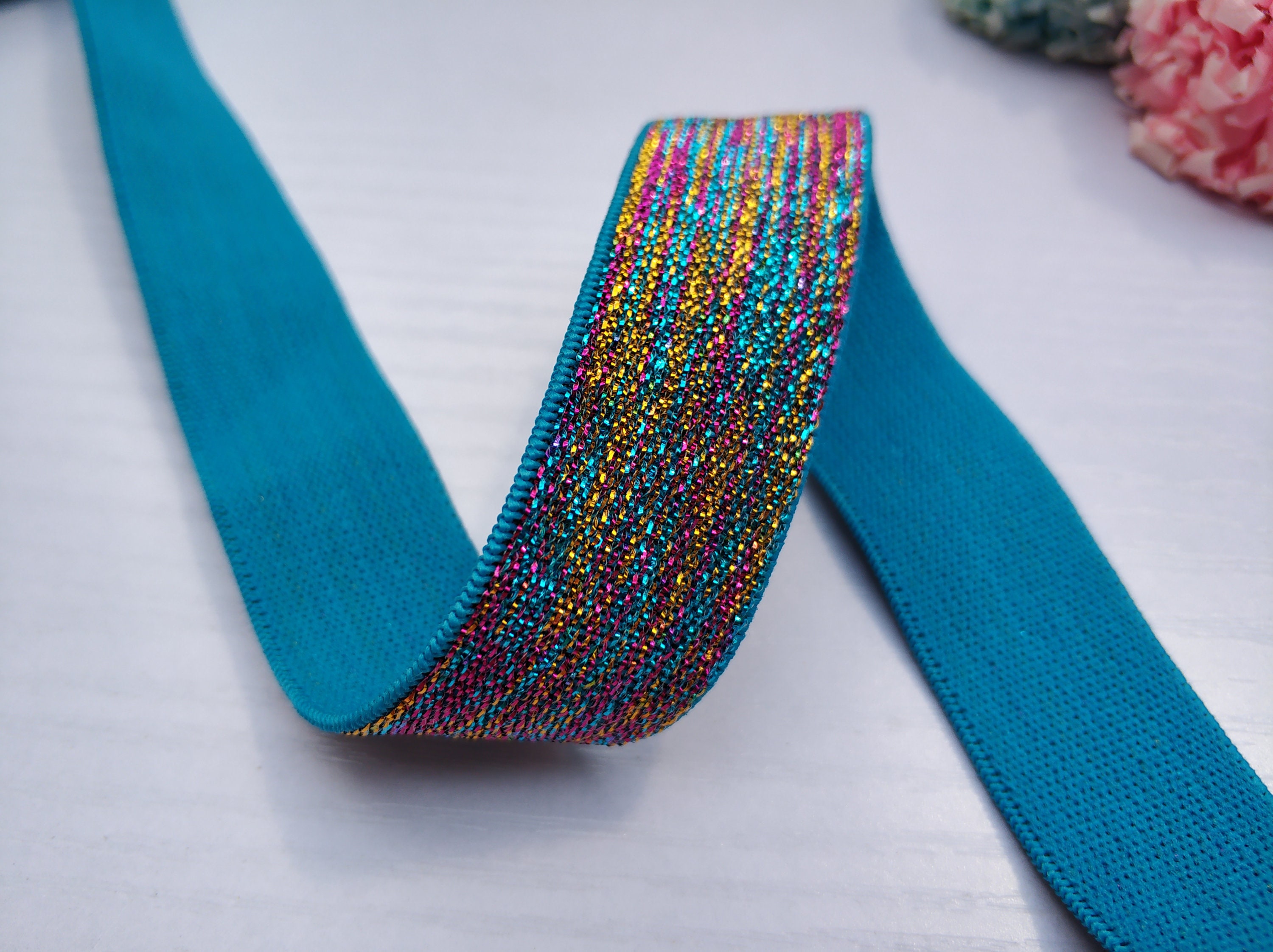 1inch 23mm Wide Glitter Elastic Band , Elastic Ribbon,sewing Elastic ...
