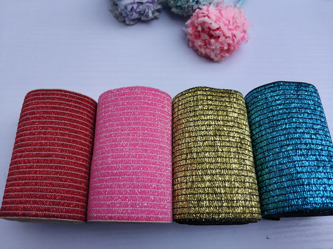 3 Inch 80mm Wide Glitter Elastic Band, Waistband Elastic, Elastic Trim ...