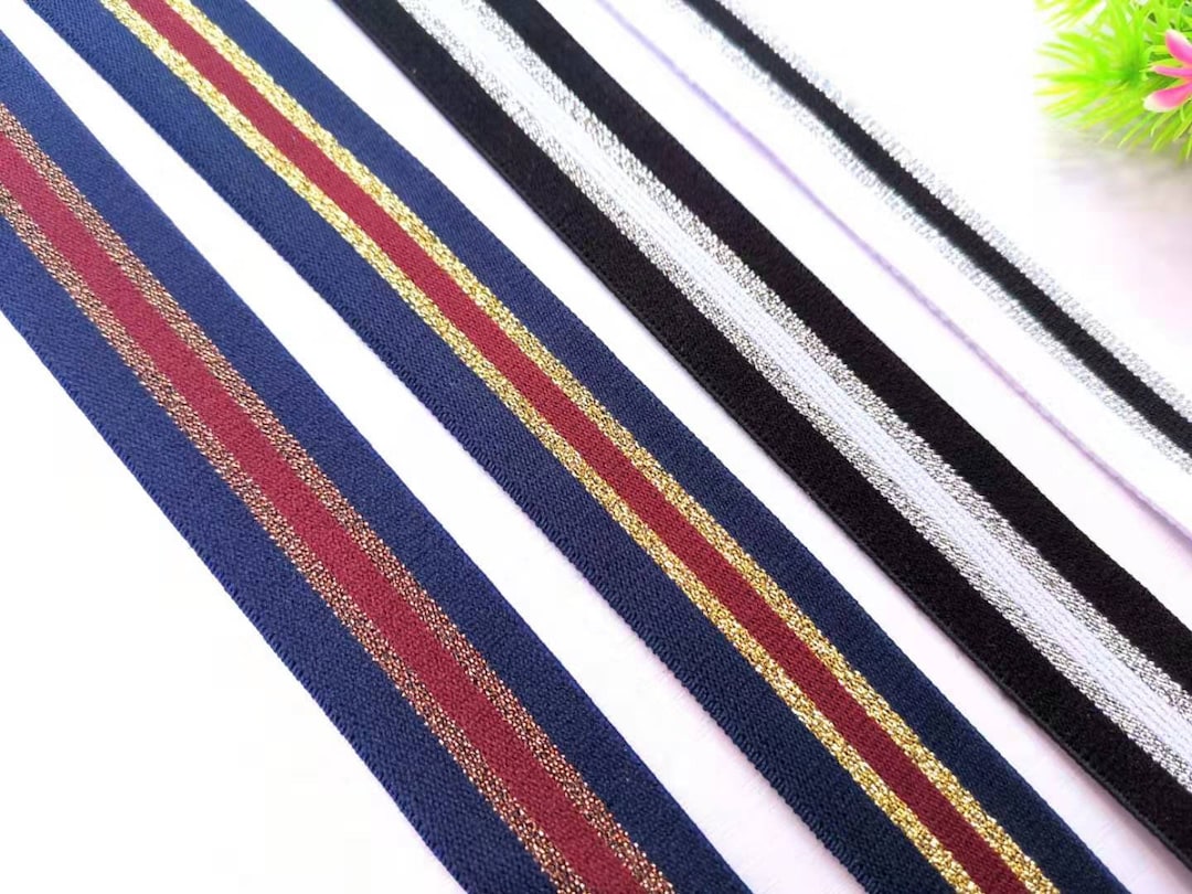 1inch 25mm Wide Striped Elastic Band, Elastic Trim, Elastic Ribbon ...