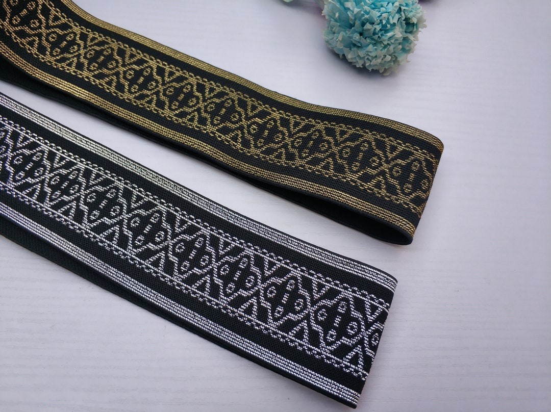 2 Inch 50mm Wide Embroidery Jacquard Glitter Elastic Band,waistband ...