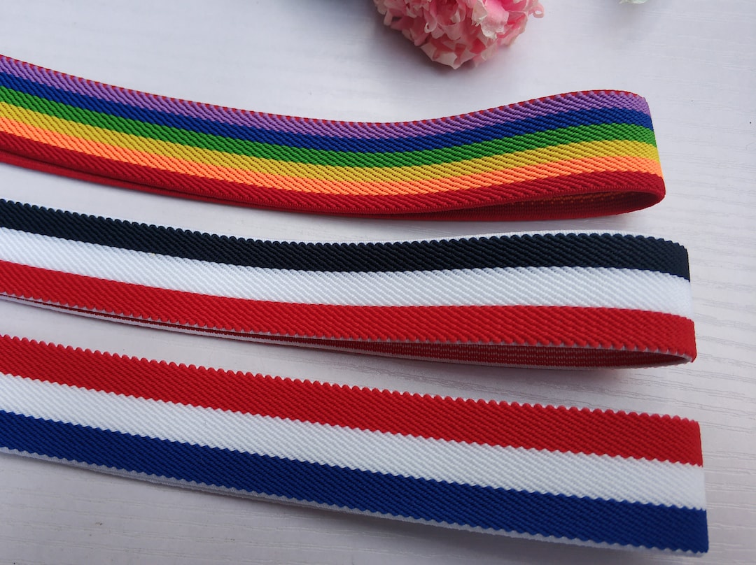 1 Inch 25mm Wide Elastic Striped Elastic Band,elastic Trim, Elastic ...