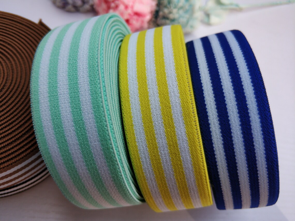 1Inch 25mm Wide Colored Striped Elastic Band Elastic Trim | Etsy