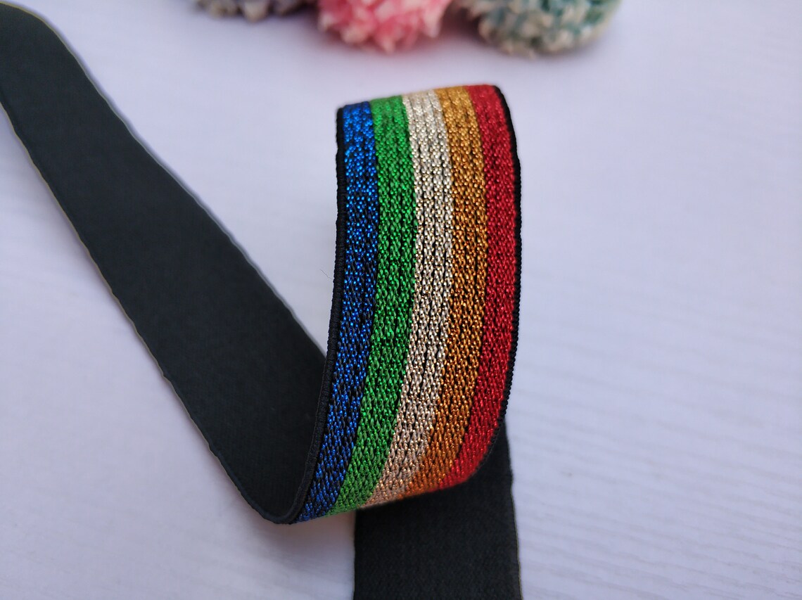 1Inch 25mm Wide Colored Striped Elastic Band Elastic Trim | Etsy