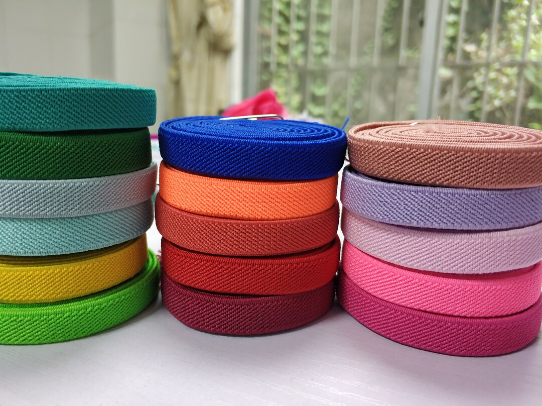 3/8'' 10mm Wide Colored Double-side Twill Elastic Band, Elastic Trim ...