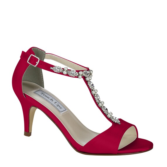Donna Satin Dye Red Wedding Shoe Prom Shoe Dyed Shoe - Etsy UK