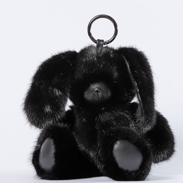 Rabbit Fur Bunny Keychain - Etsy