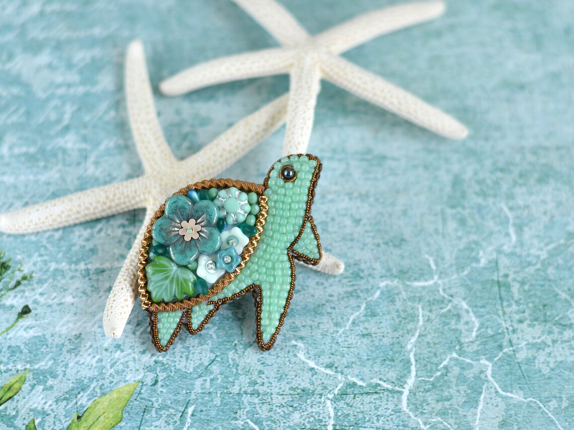 Tutorial for Bead Embroidery Turtle Brooch Step by Step Pattern - Etsy