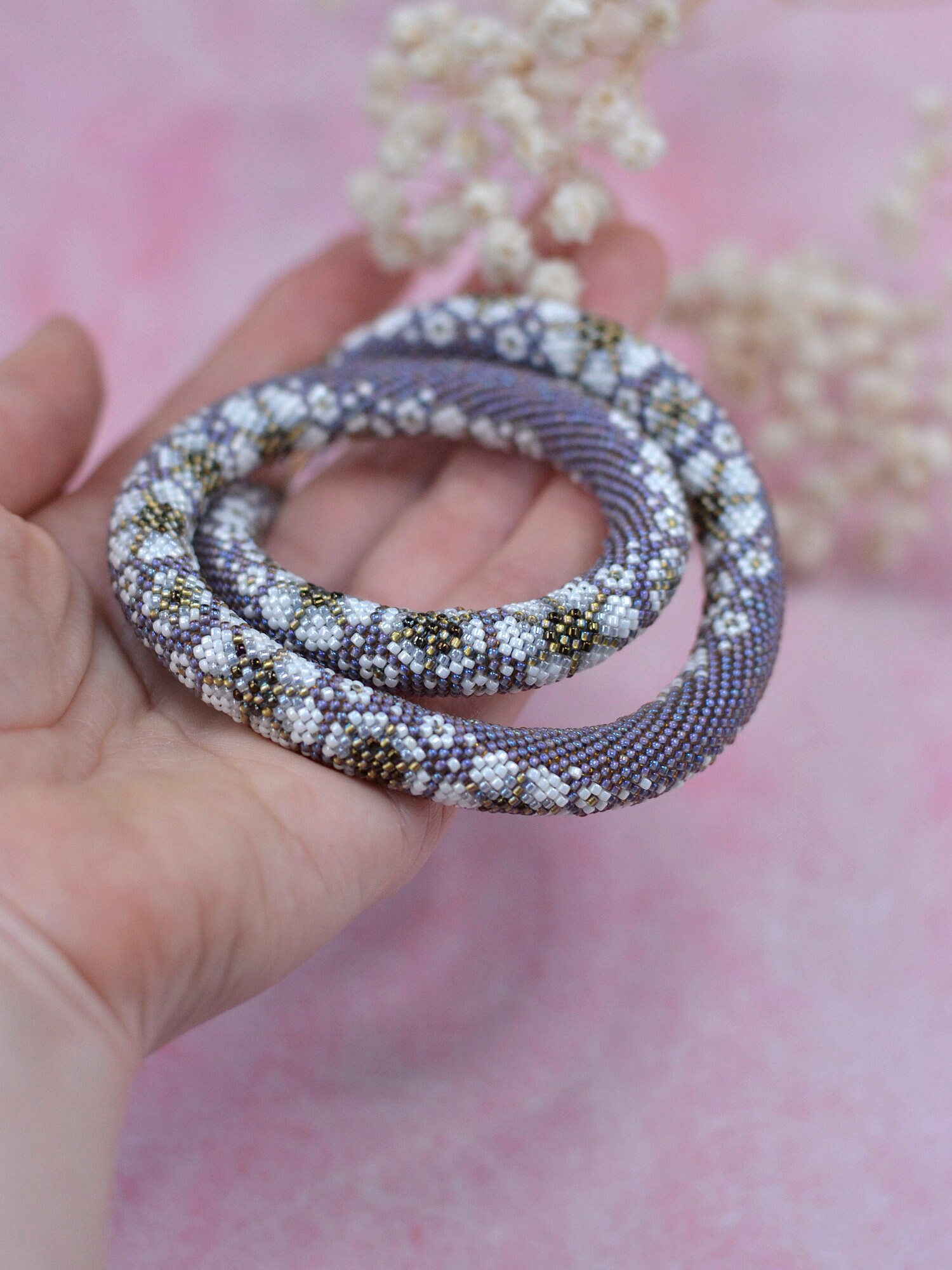 Bead Crochet Pattern Bead Crochet Necklace Pattern Vintage Style Floral ...