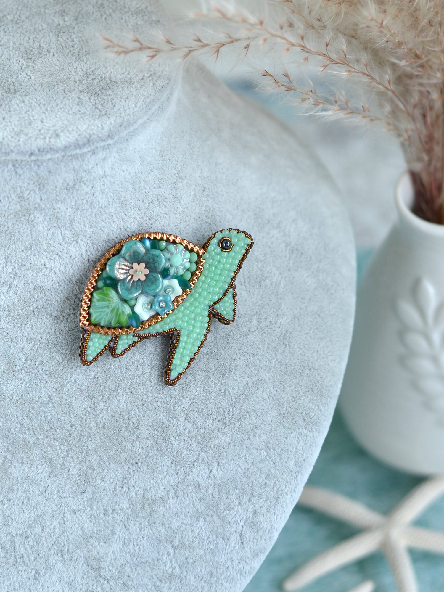 Tutorial for Bead Embroidery Turtle Brooch Step by Step Pattern - Etsy