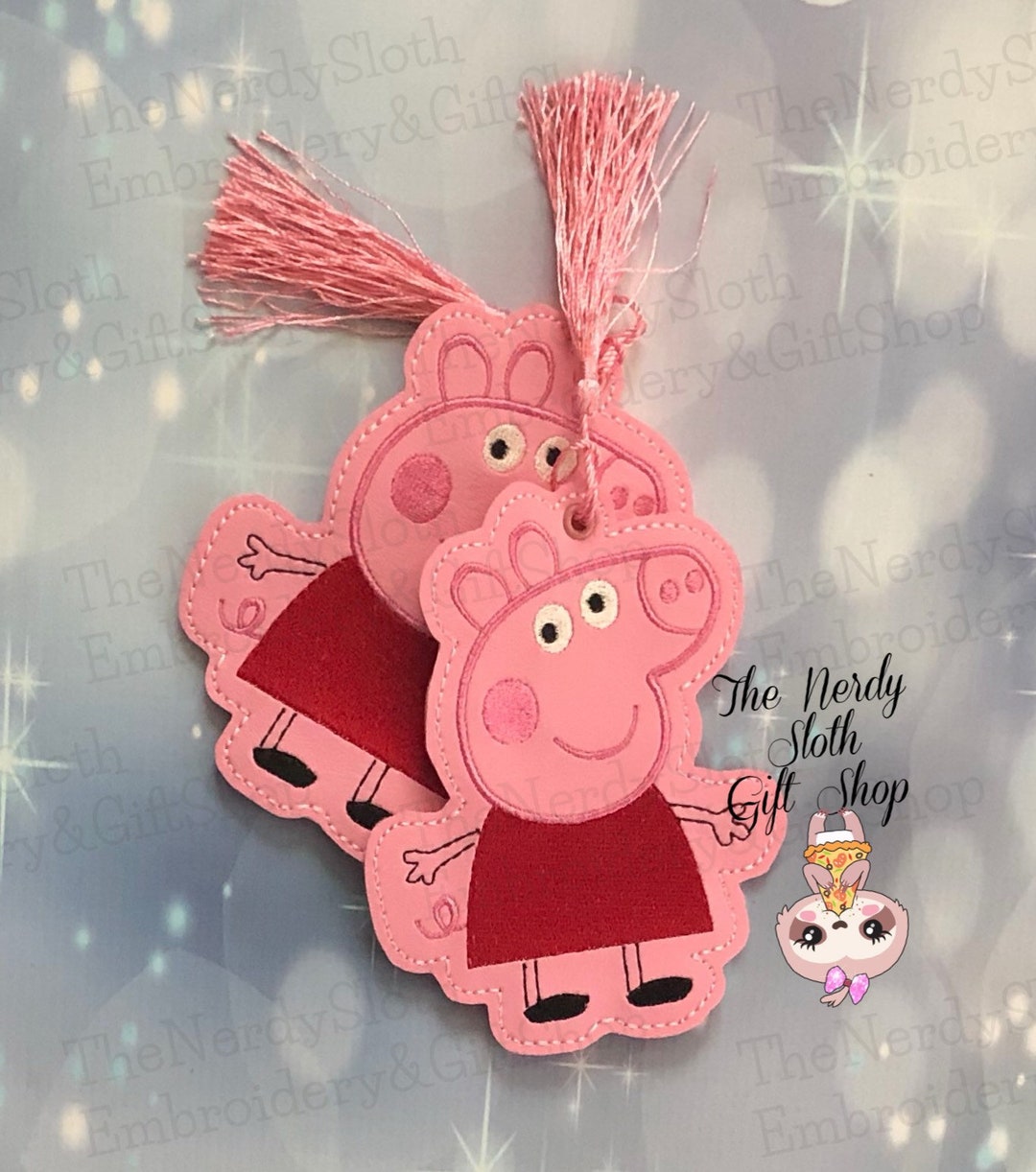 Girly Pig Embroidered Bookmark | Bookmarks | Stocking Stuffer | Small ...