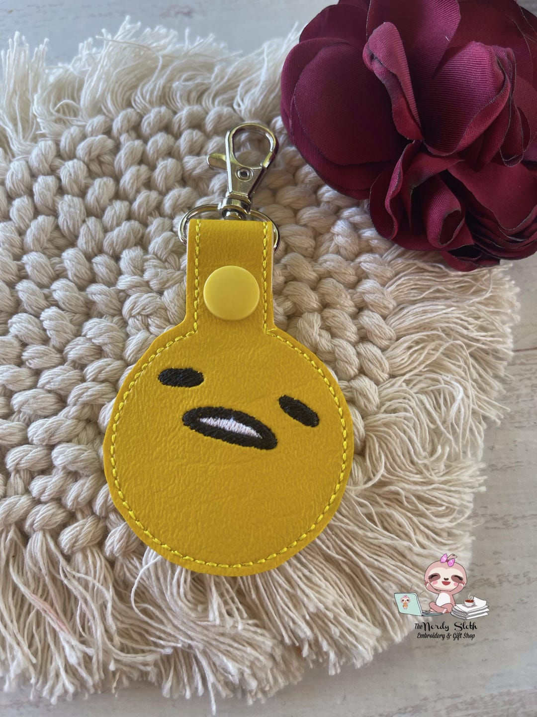 Lazy Egg Embroidered Keychain: Kawaii Fandom Gift - Etsy