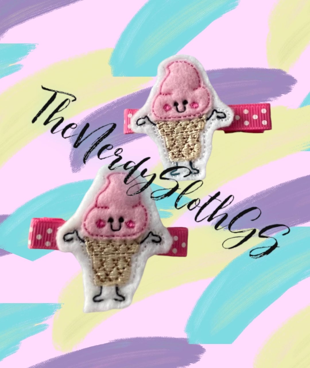 Felt Ice Cream Cone Hair Clips: Birthday Party Favors (set of 2) - Etsy