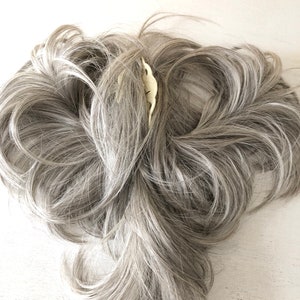 Silver/grey Clip on 2 Style Ponytail Extension on Wire and Claw Clip in ...