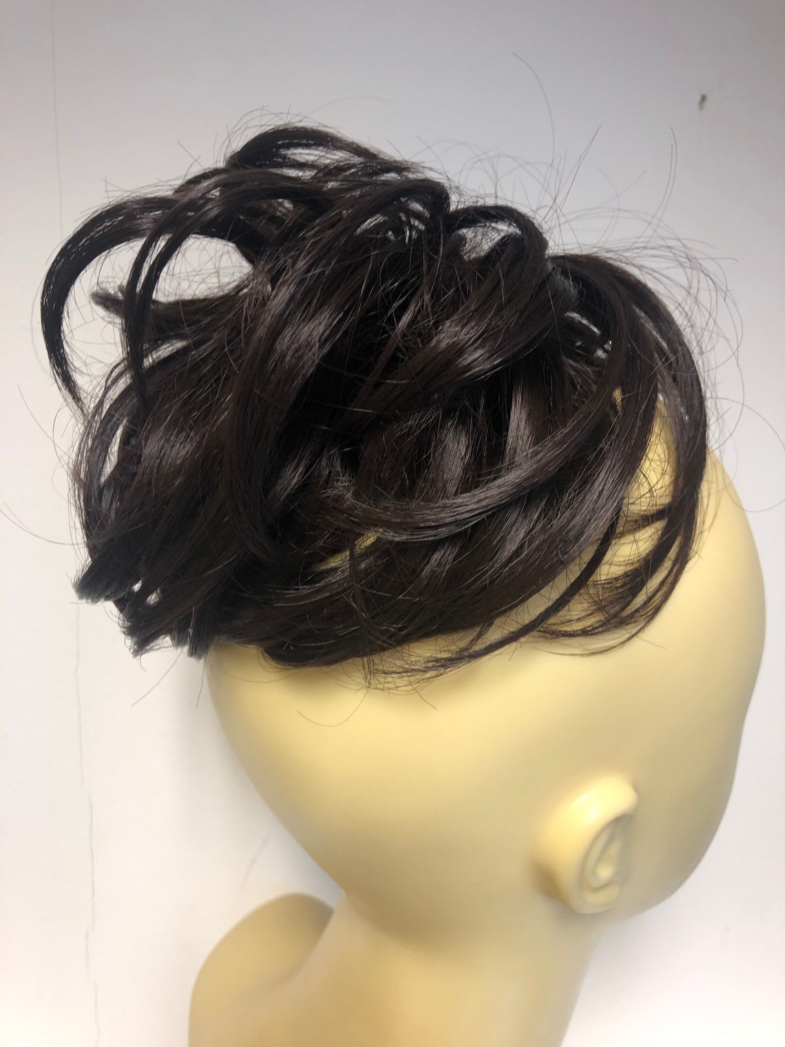 Brown Deluxe Hair Scrunchie Extension Ponytail Put up Curly Bun ...