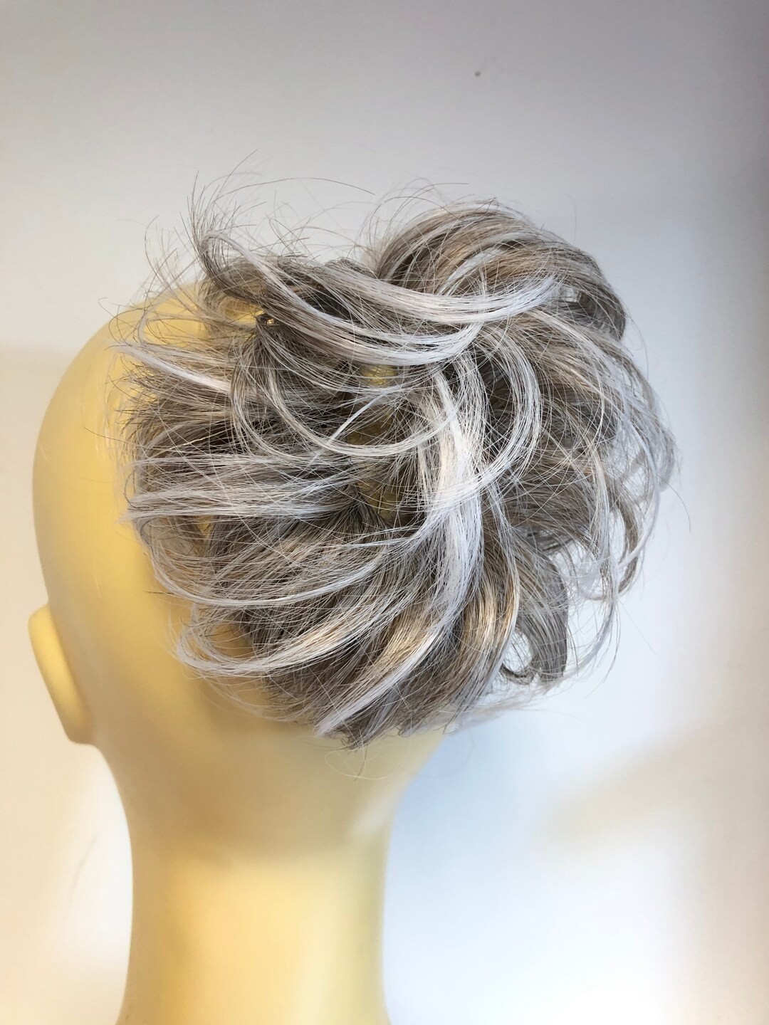 Authentic Small Curly Hair Scrunchie Extension Ponytail in Blonde-grey ...