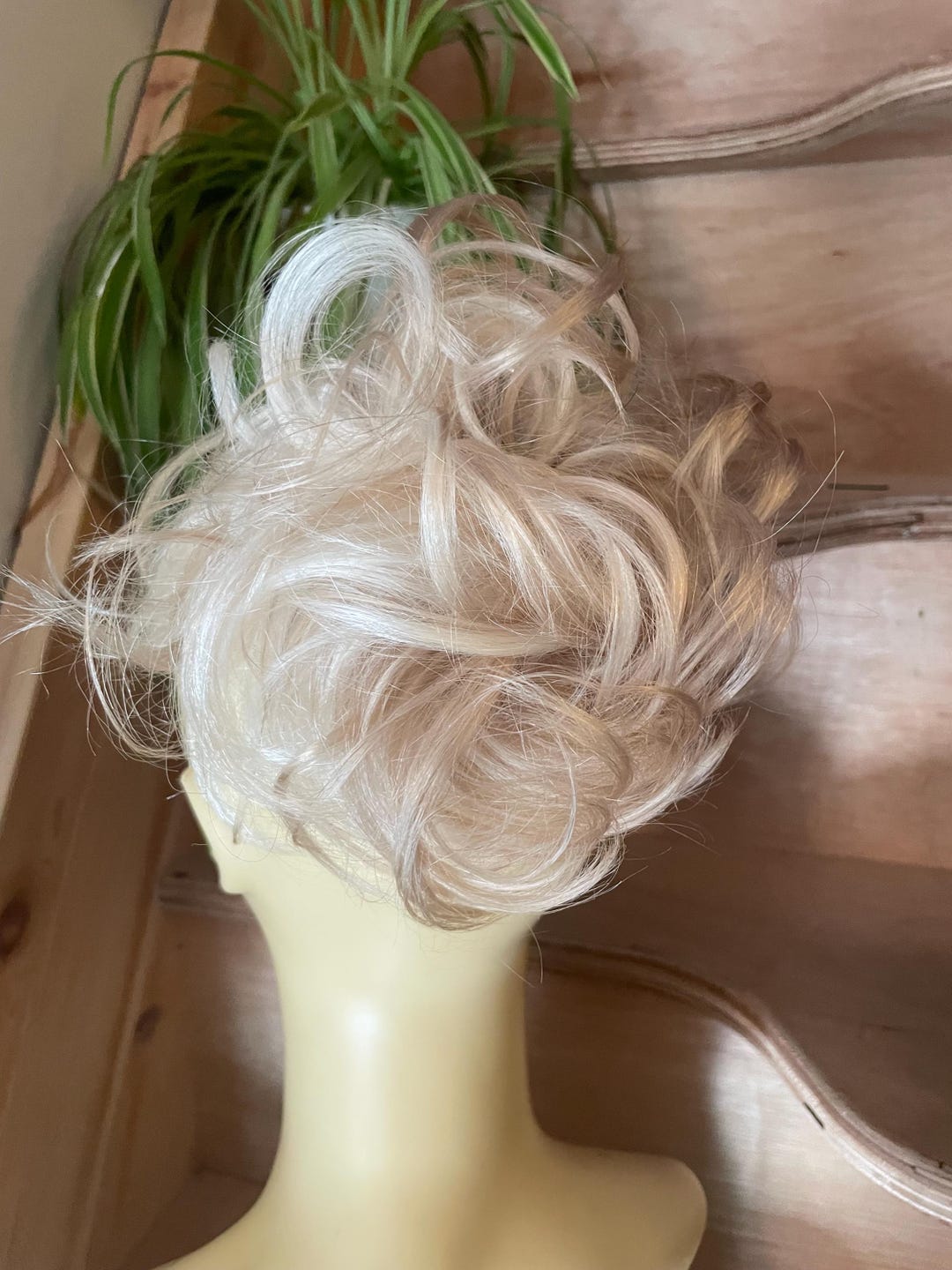 100% Human Hair Scrunchie Extension Ponytail Put up Curly Bun Extension ...