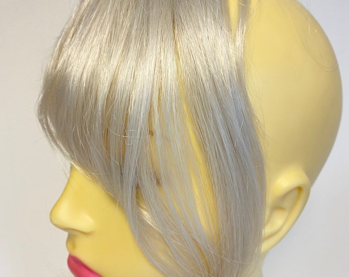 Bangs Authentic light silver clip on fringe bang with longer pieces on ...