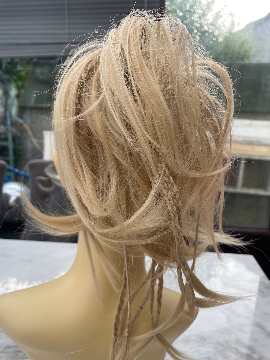 Authentic Messy Hair Scrunchie Extension Ponytail in Light Blonde With ...