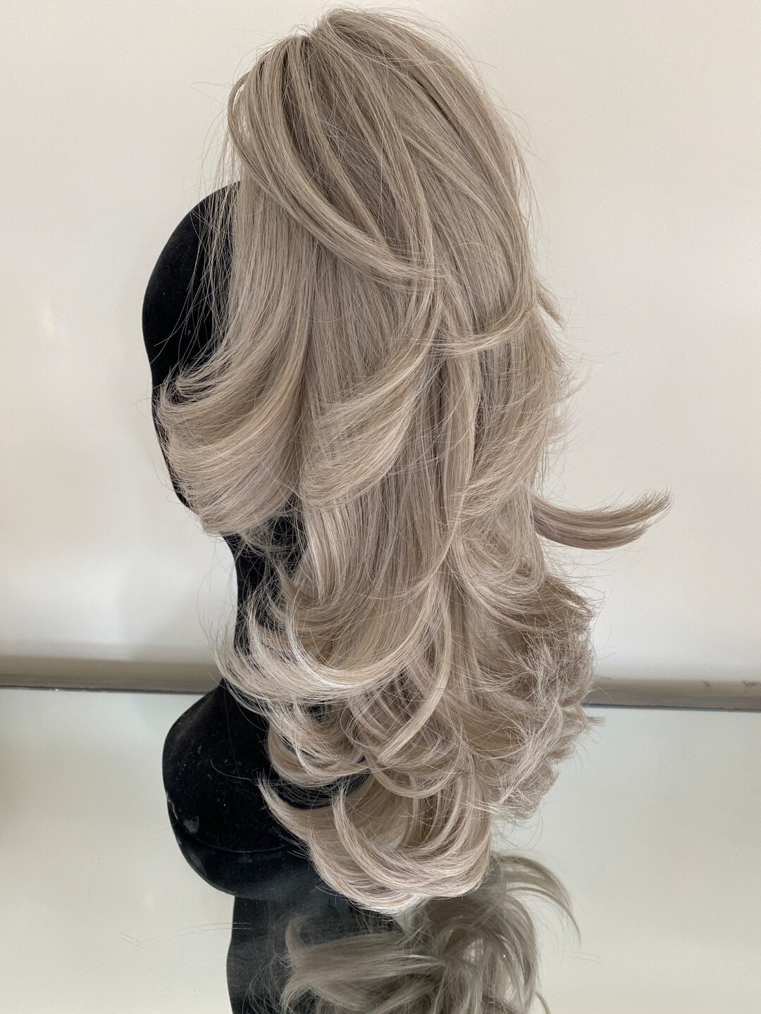 Ash Silver Blonde Deluxe Ponytail Drawstring or Clip in Synthetic ...