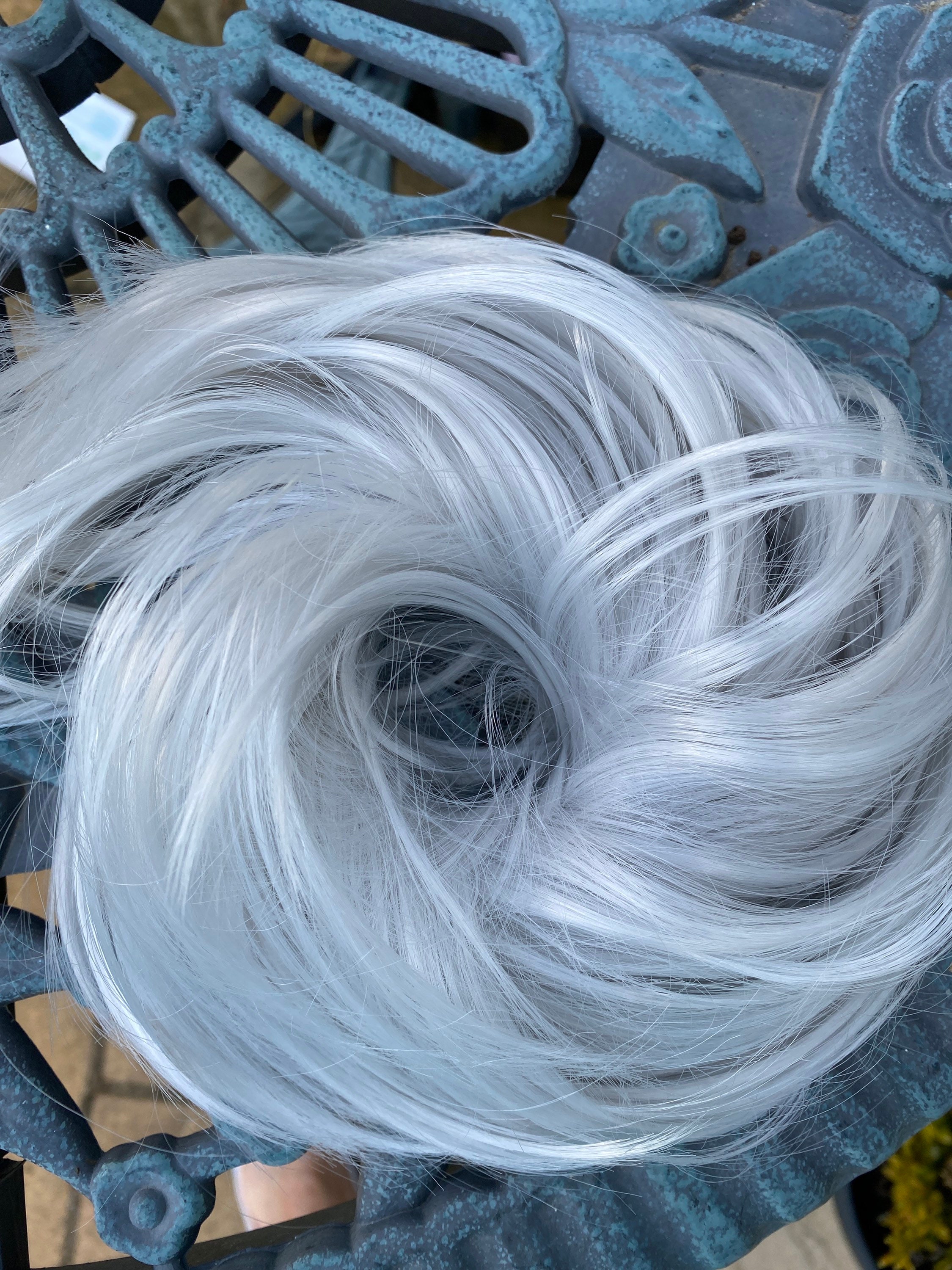 Silver / pearl grey Scrunchie hairpiece extension tie 11 | Etsy